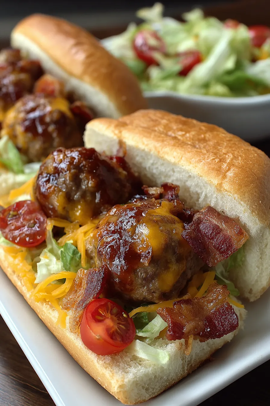 Bourbon BBQ Bacon Cheeseburger Meatball Subs – Recipes Dish