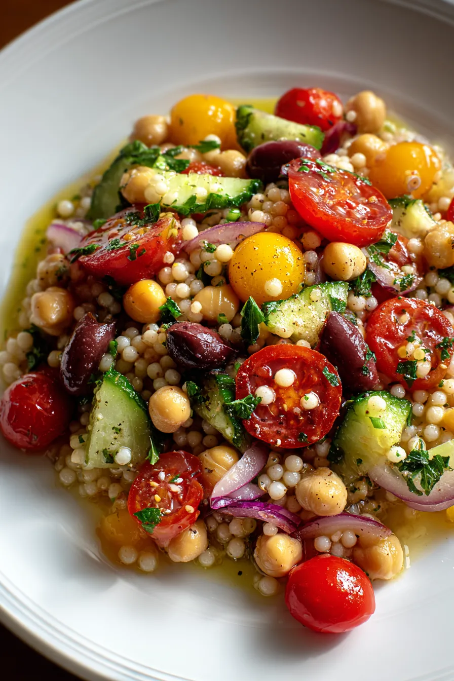 Fregola Salad with Olive Relish & Chickpeas – Recipes Dish